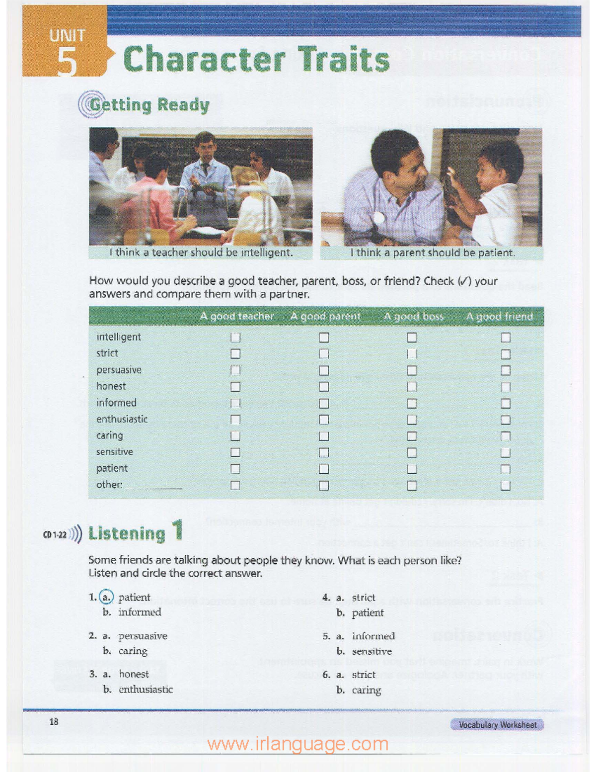 Unit 5 Character Traits: Tactics for Listening (3rd Edition) - Studocu