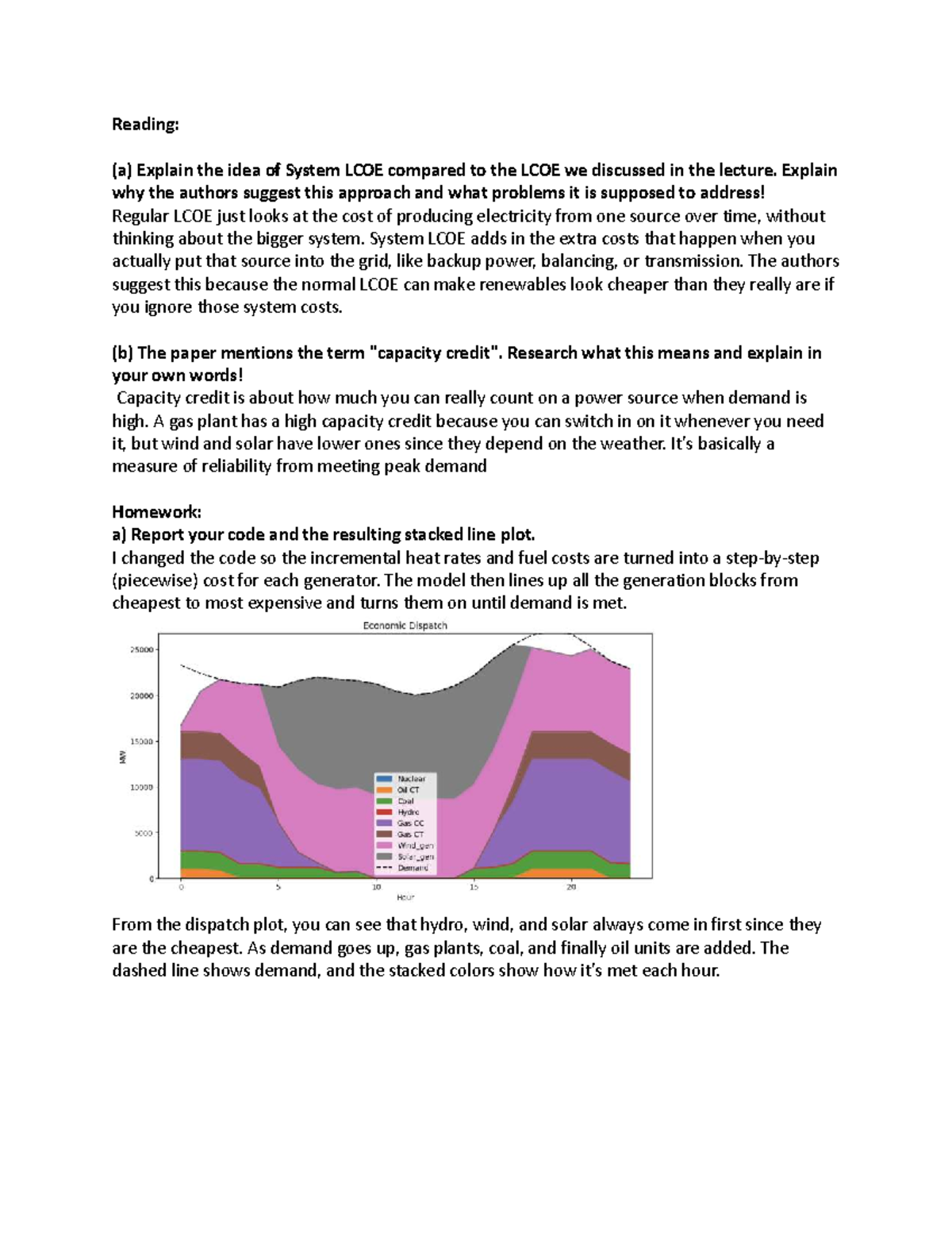 Energy Homework Problems Week 5: System LCOE & Capacity Credit ...