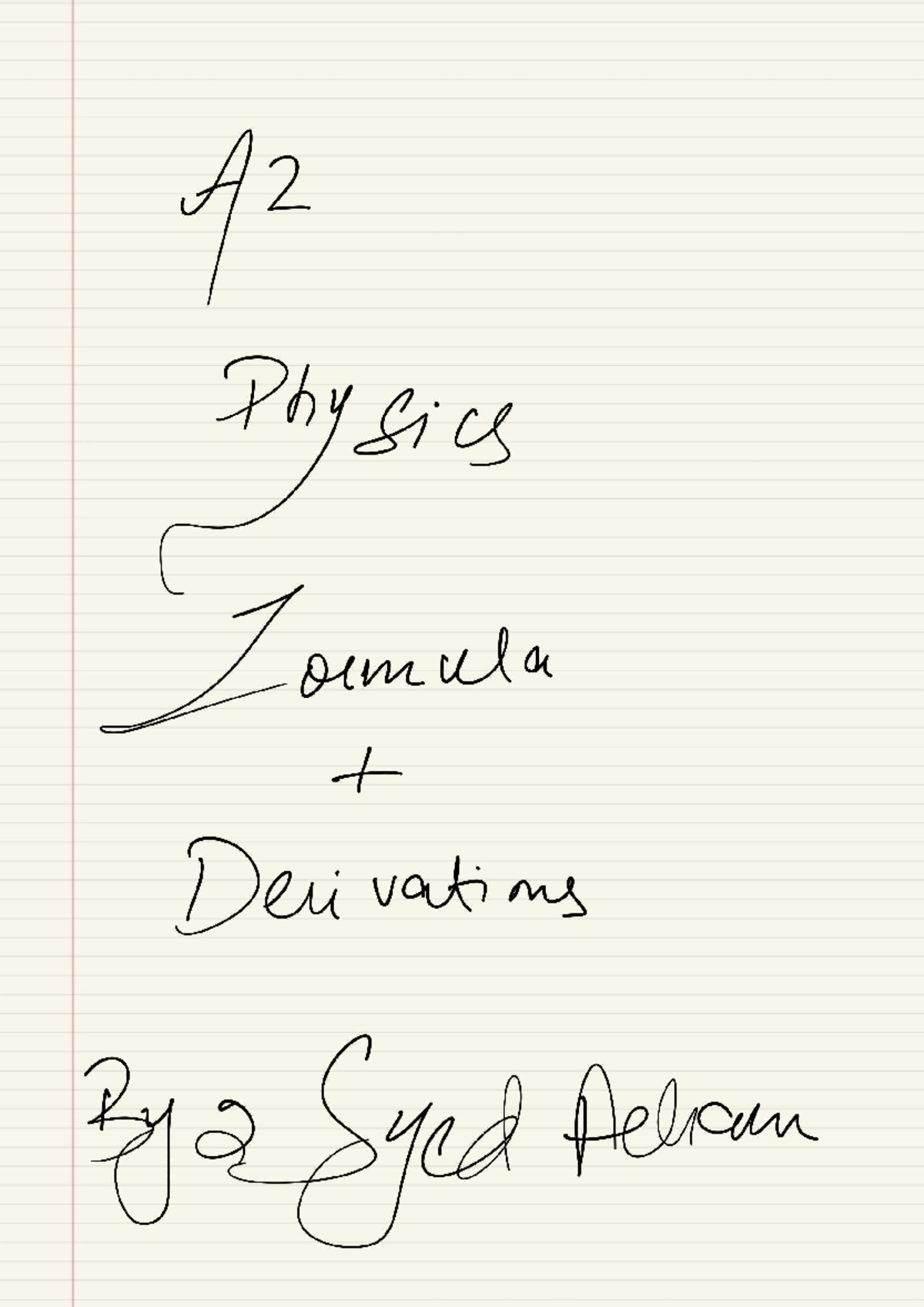 A2 Formula Sheet and Derivations for J Circatae Meotion - Studocu