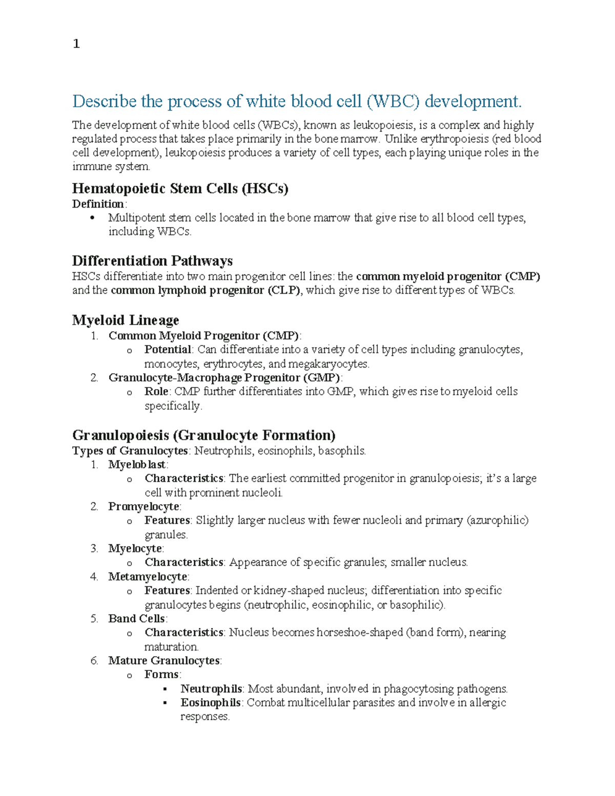 5315 Module 4: WBC Development, Leukemias & Lymphomas Overview - Studocu
