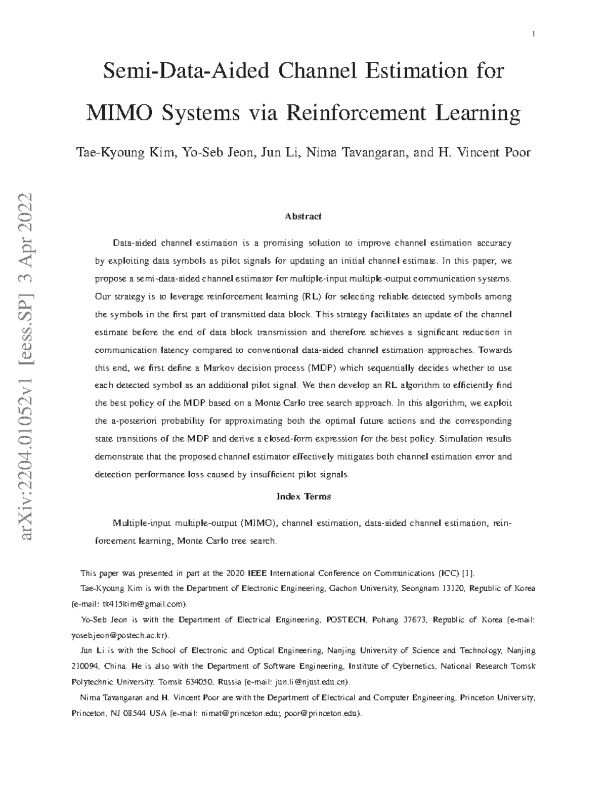 MIMO Channel Estimation via RL: A Novel Approach (2204) - Studocu