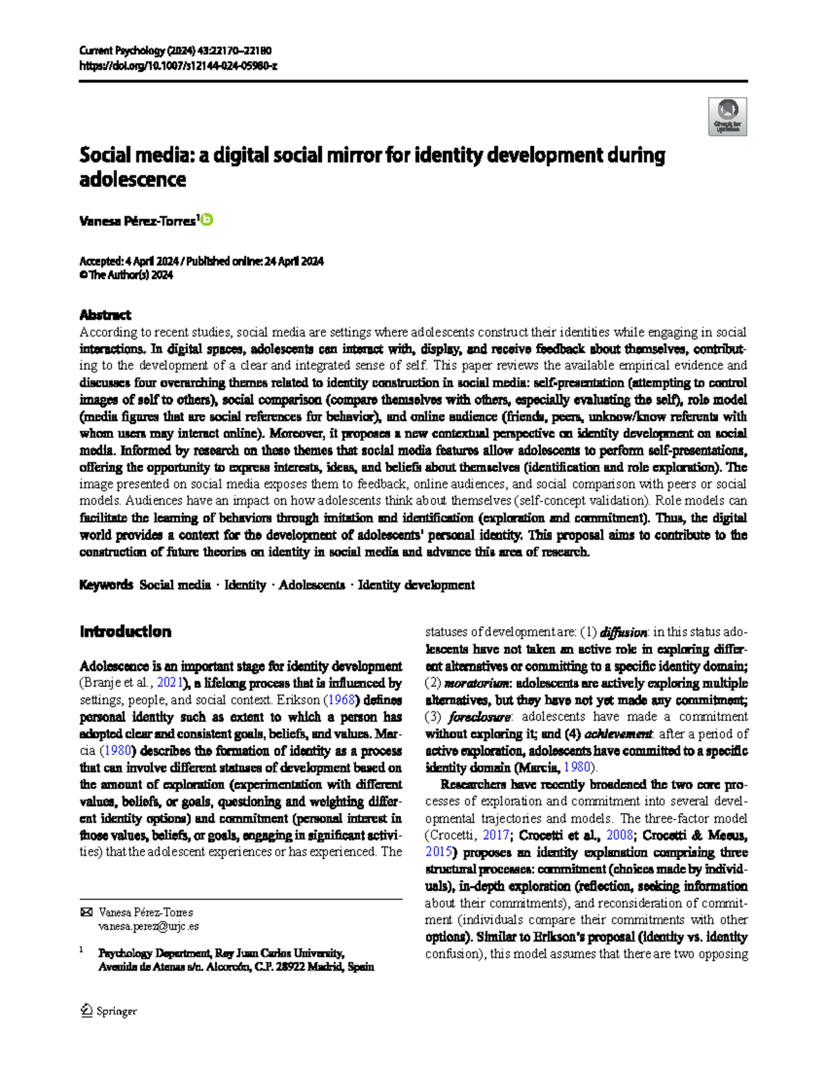Exploring Adolescent Identity Formation via Social Media: A Review ...