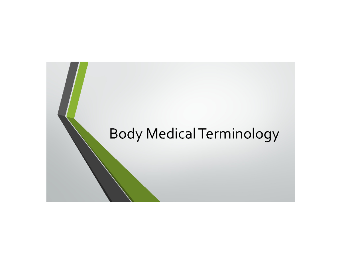Medical Terminology: Body Parts & Color Terms Overview - Studocu