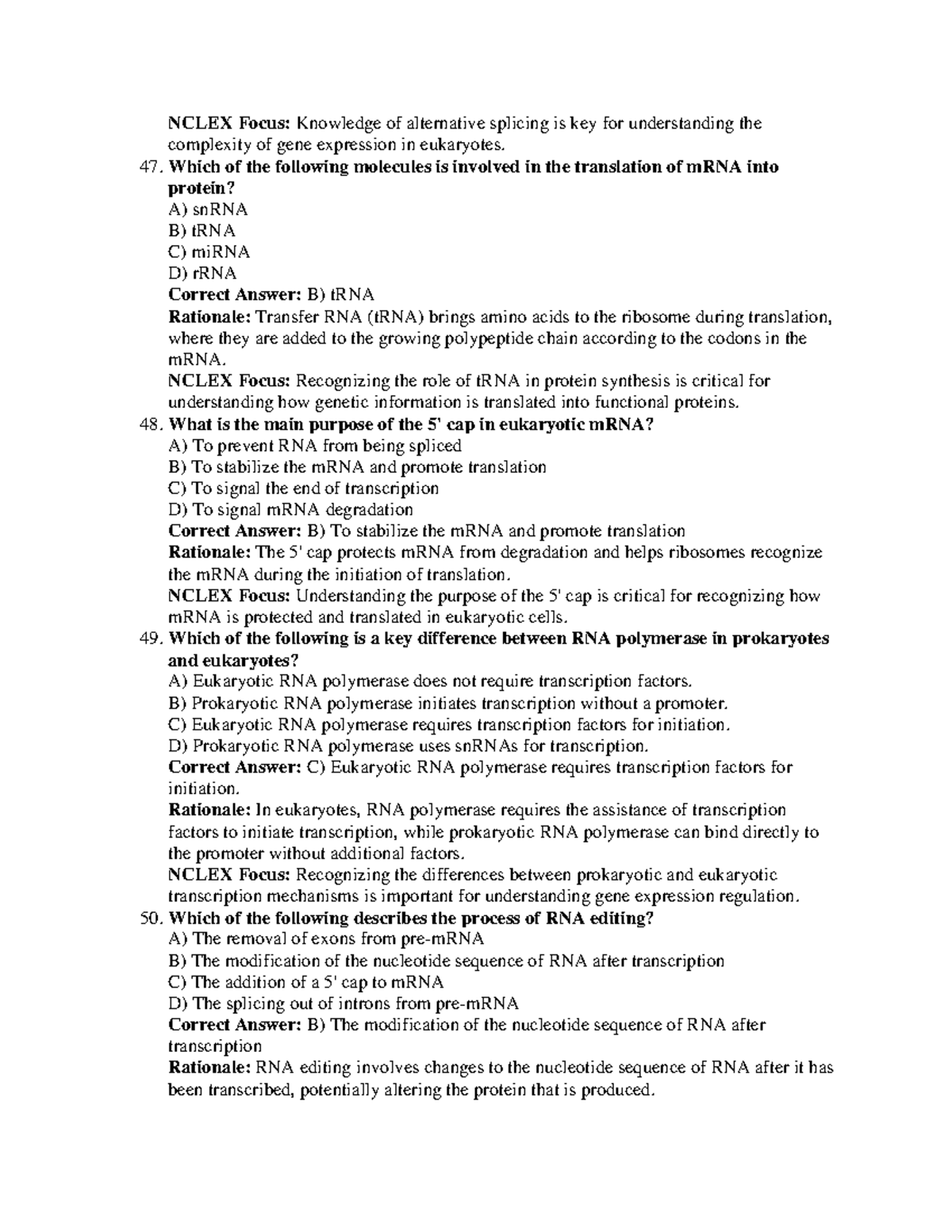 NCLEX Focus: Key Concepts in Gene Expression & Translation (GEN 6766 ...