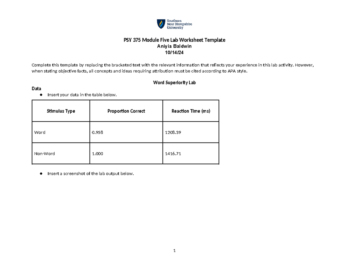 PSY 375 Module Five Lab Worksheet Template copy - PSY 375 Module Five ...
