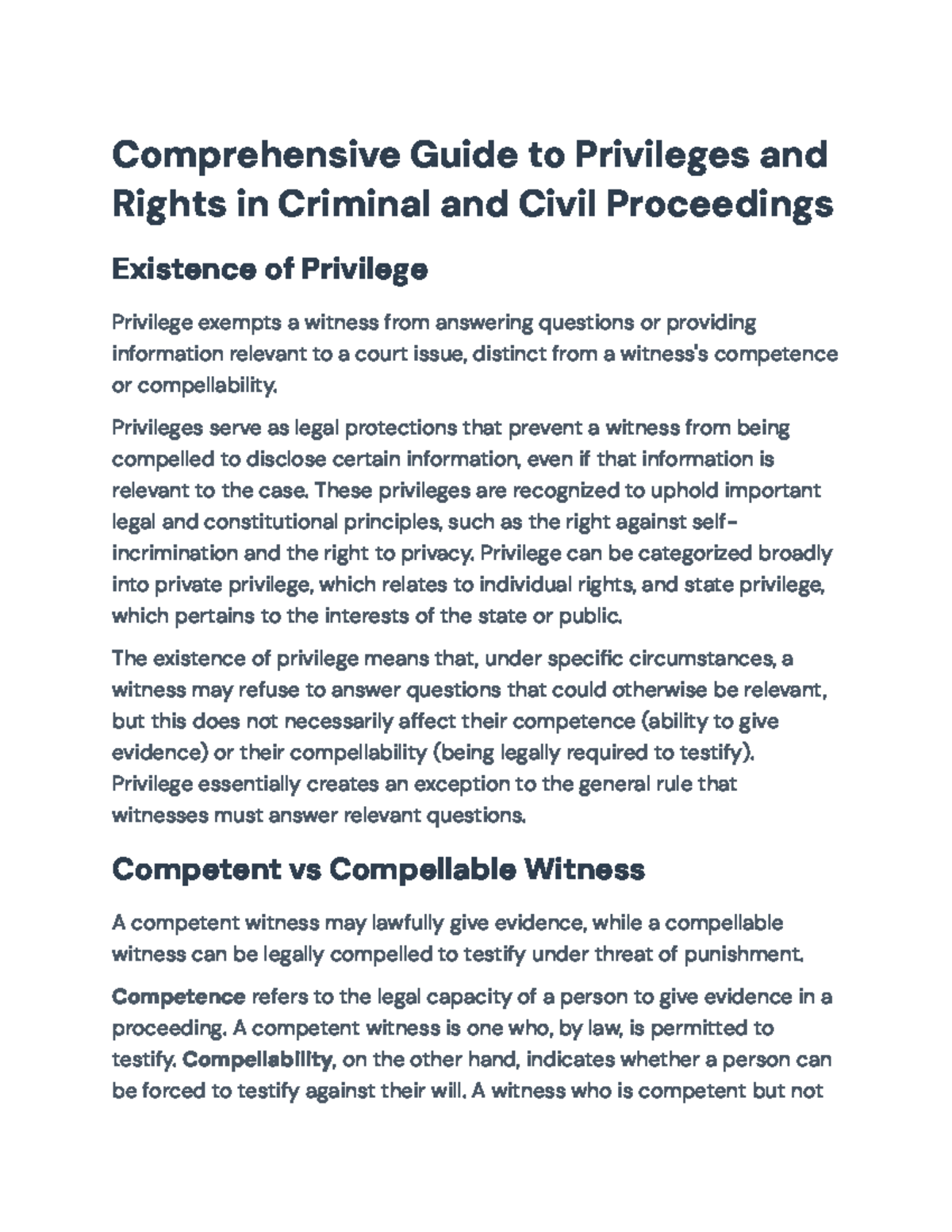 Comprehensive Overview of Privileges and Rights in Legal Proceedings ...