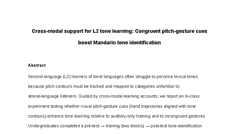 LING2214 Final Report: Enhancing Mandarin Tone Learning with Visual ...