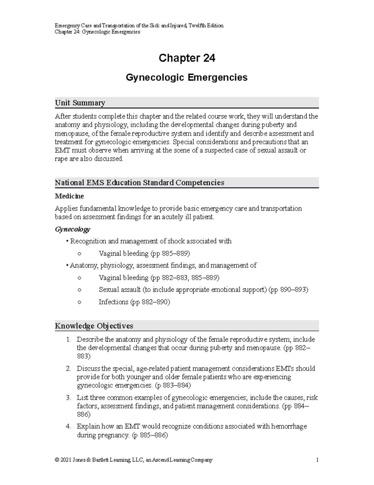 EMT 101: Chapter 24 - Gynecological Emergencies Overview - Studocu