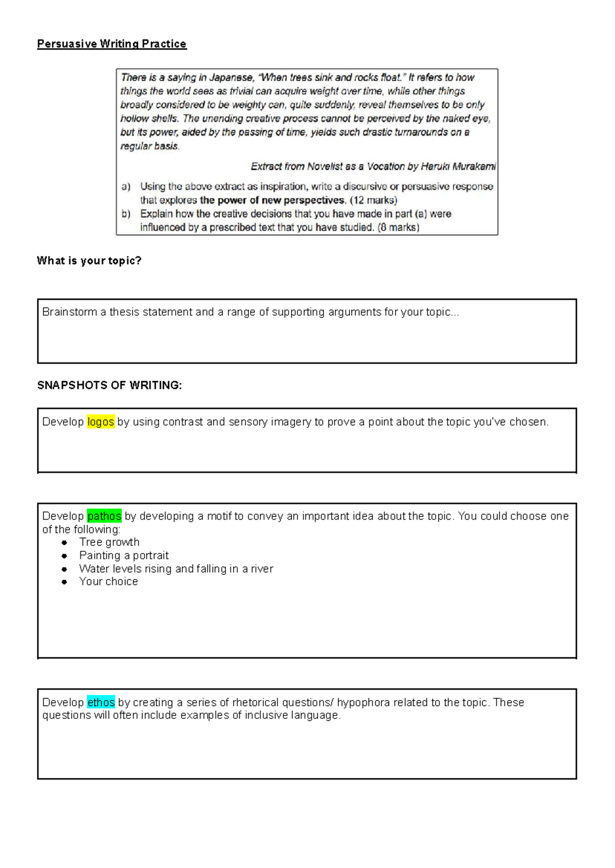 SNAPSHOTS OF WRITING: Persuasive Writing Practice by Akshat Tiwari ...