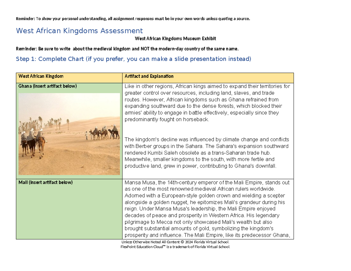 3.1west african kingdoms World History - Reminder: To show your ...