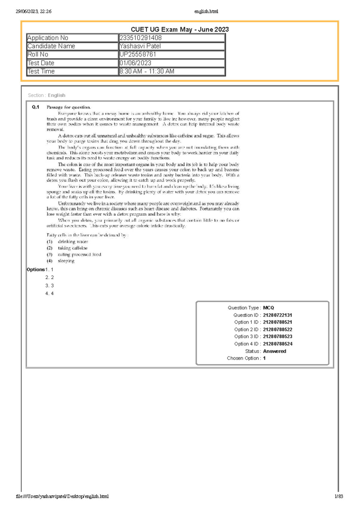 CUET UG Exam May-June 2023: English Answer Key - Studocu