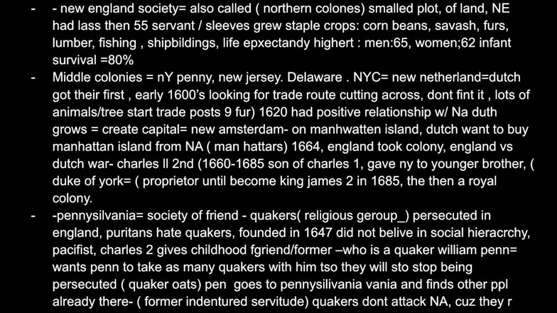 APUSH: Middle, North, and South Colonies Facts & New England Society ...