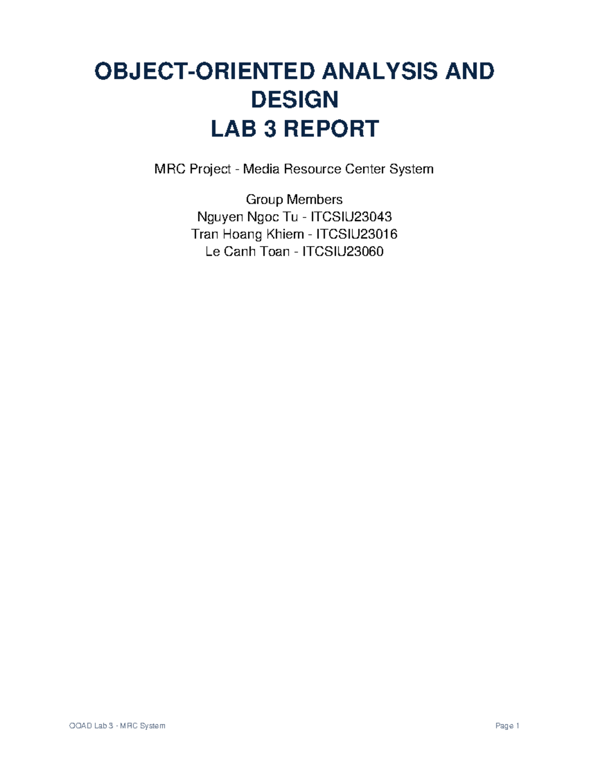 MRC ITCSIU23043 Lab 3 Report: Analysis & Design of Media Resource ...
