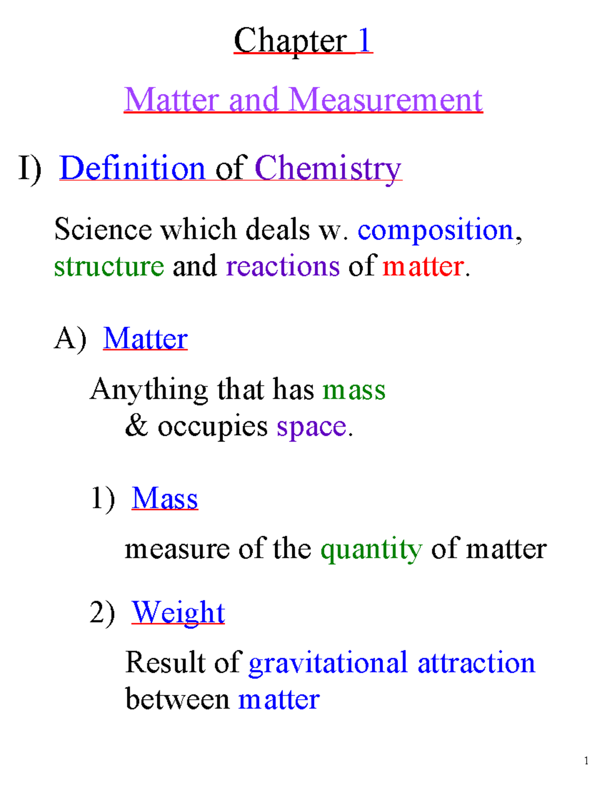 Chemistry Overview: The Central Science - Ch 1-3 Summary (13th ed ...