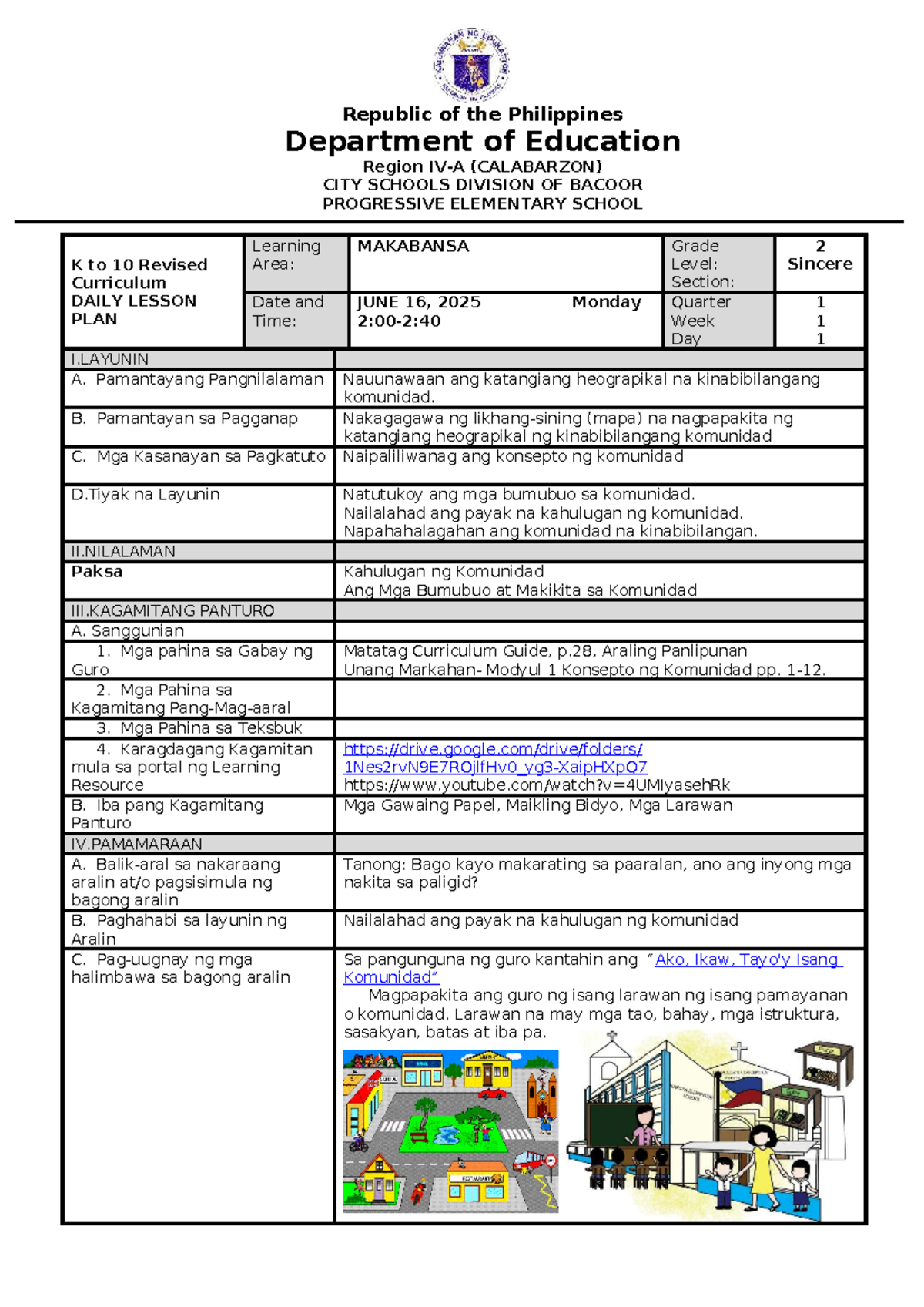 Q1 Makabansa W1 D1 Daily Lesson Plan - June 16, 2025 - Studocu