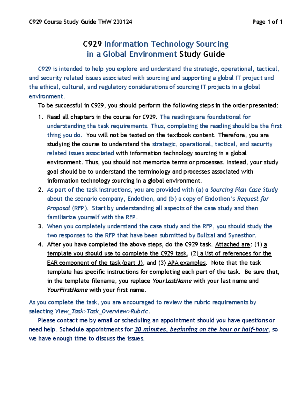 C929 Course Study Guide 230124 - C 929 Course Study Guide TMW 230124 ...