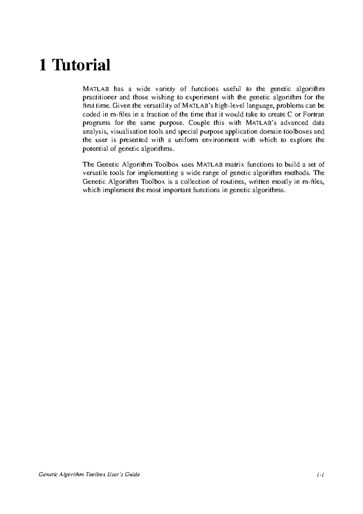 Genetic Algorithm Toolbox Guide: MATLAB Tutorial for GAs - Studocu