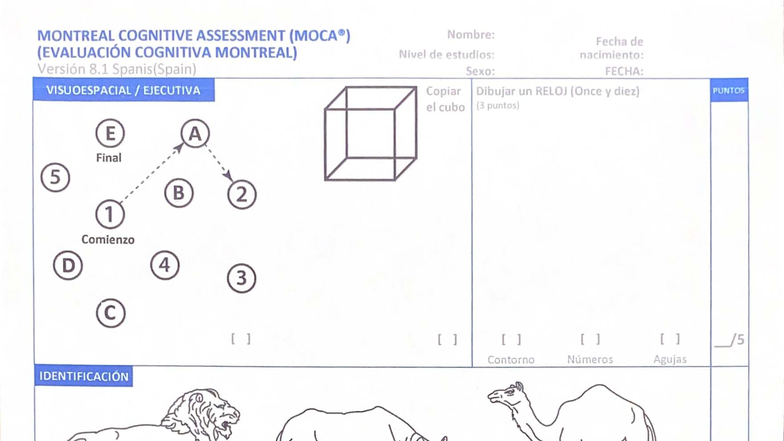 MOCA (Montreal Cognitive Assessment) - Evaluación Cognitiva Final - Studocu