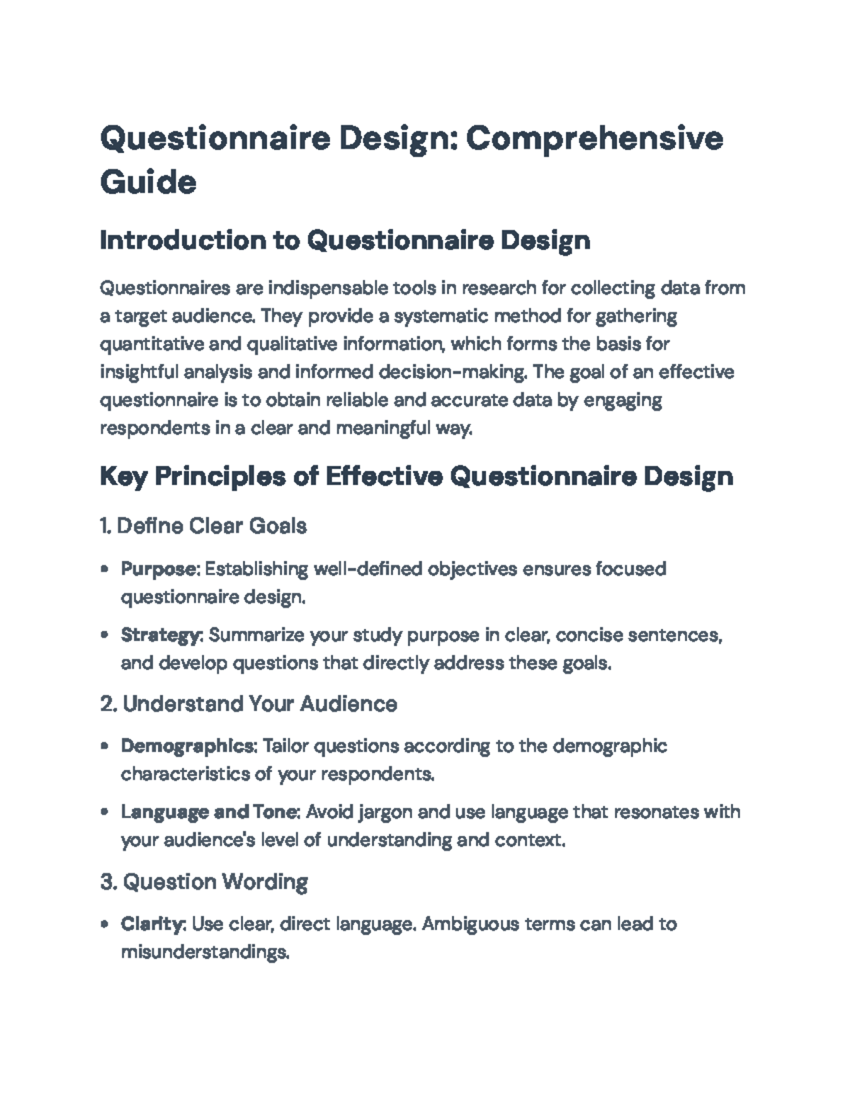 Effective Questionnaire Design: Principles and Common Pitfalls ...