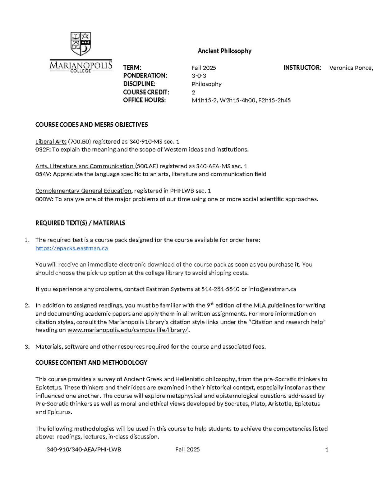 Ancient Philosophy Outline - PHIL 2 - Fall 2025 - Studocu