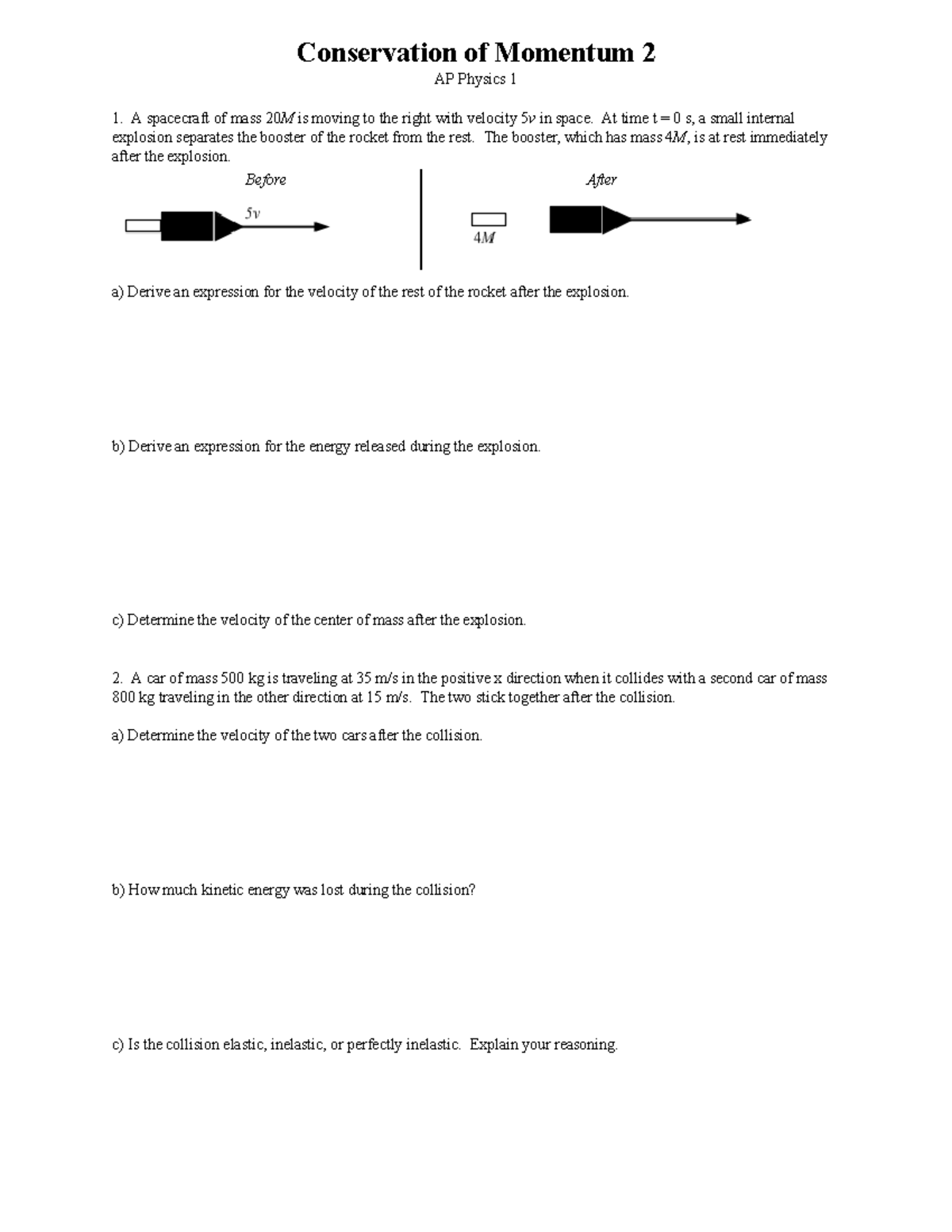 Conservation of Momentum: AP Physics 1 Exam Notes - Studocu
