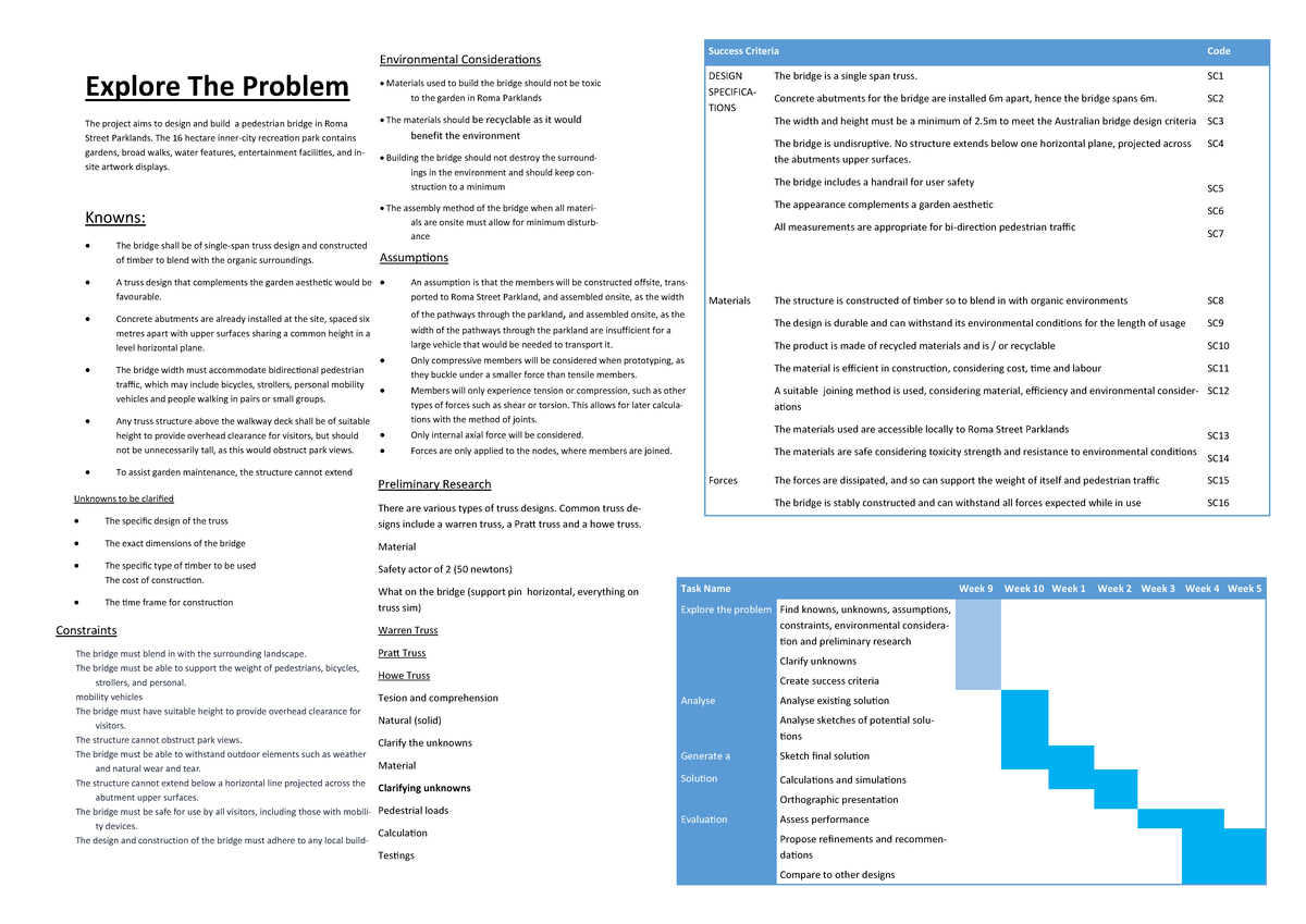 EGR Year 11 Assignment: Designing a Sustainable Pedestrian Bridge - Studocu