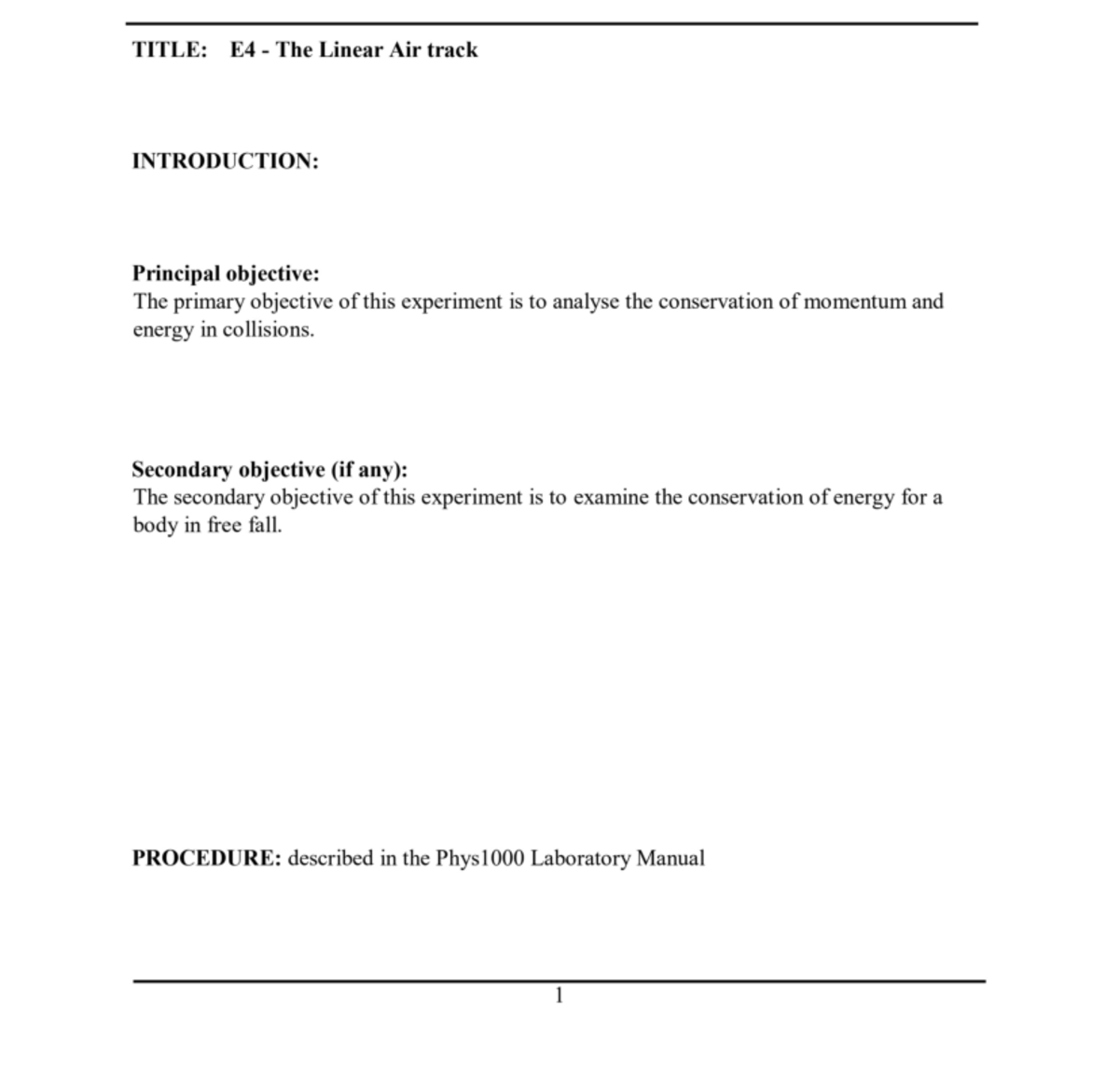 EXP04 Linear Air Track - RESULTS Collision processes mass of vehicle 1 ...
