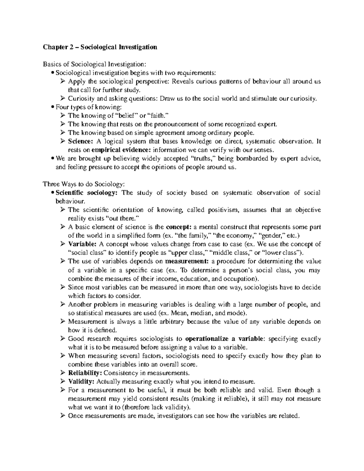 Chapter 2 – Sociological Investigation - Chapter 2 Sociological ...