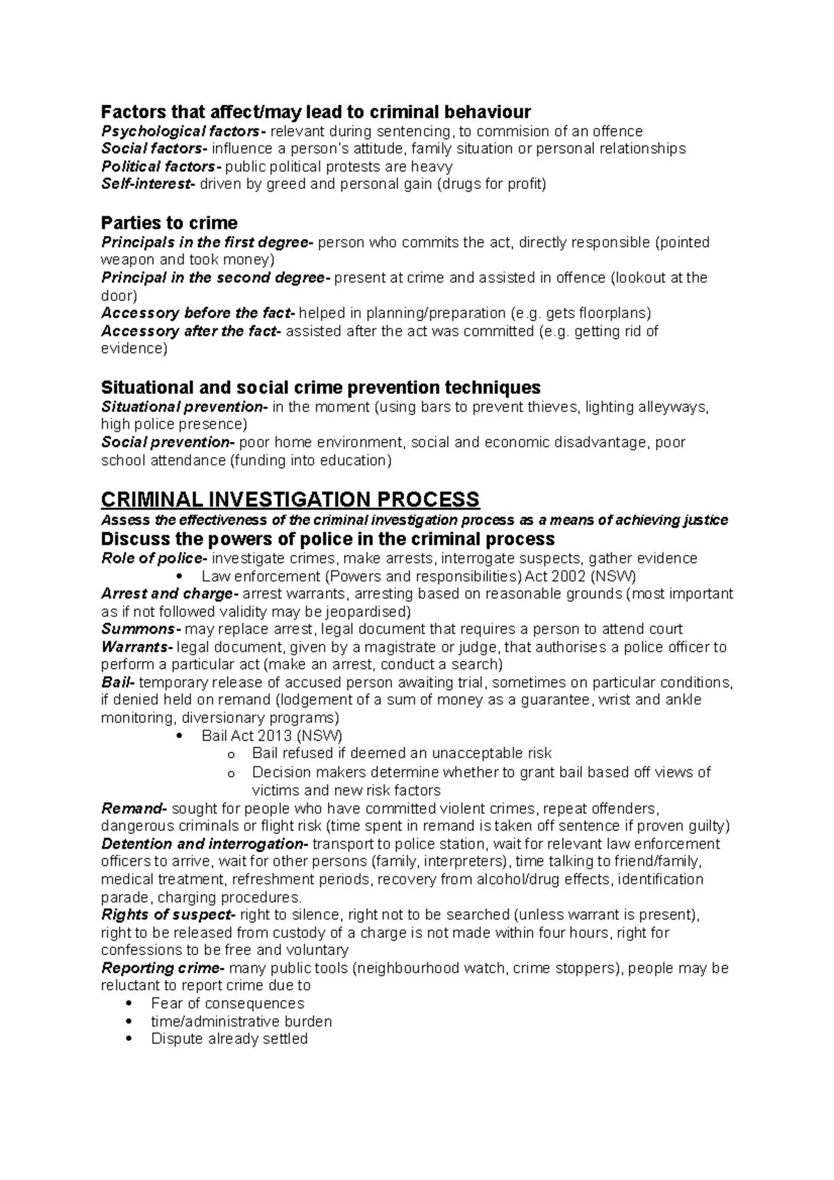 Legal summary notes- Crime - Factors that affect/may lead to criminal ...