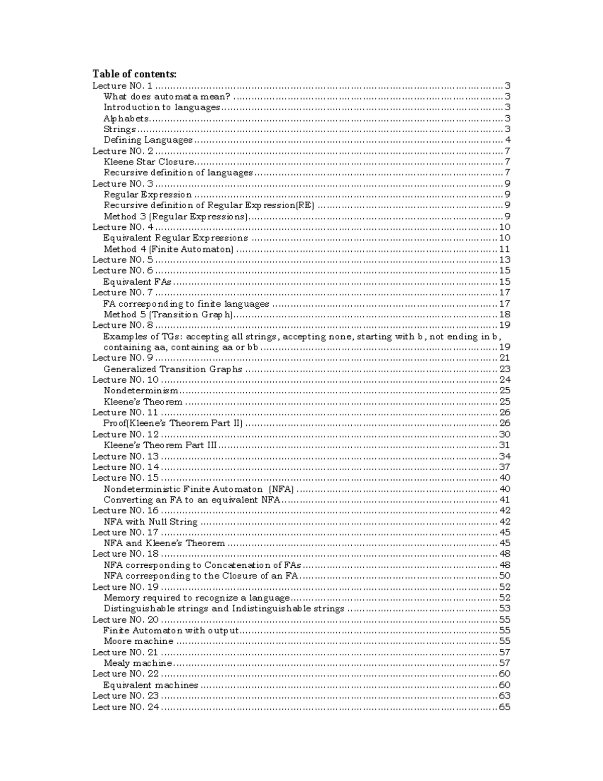 CS402 Lecture Handouts: Automata & Language Theory (Updated) - Studocu