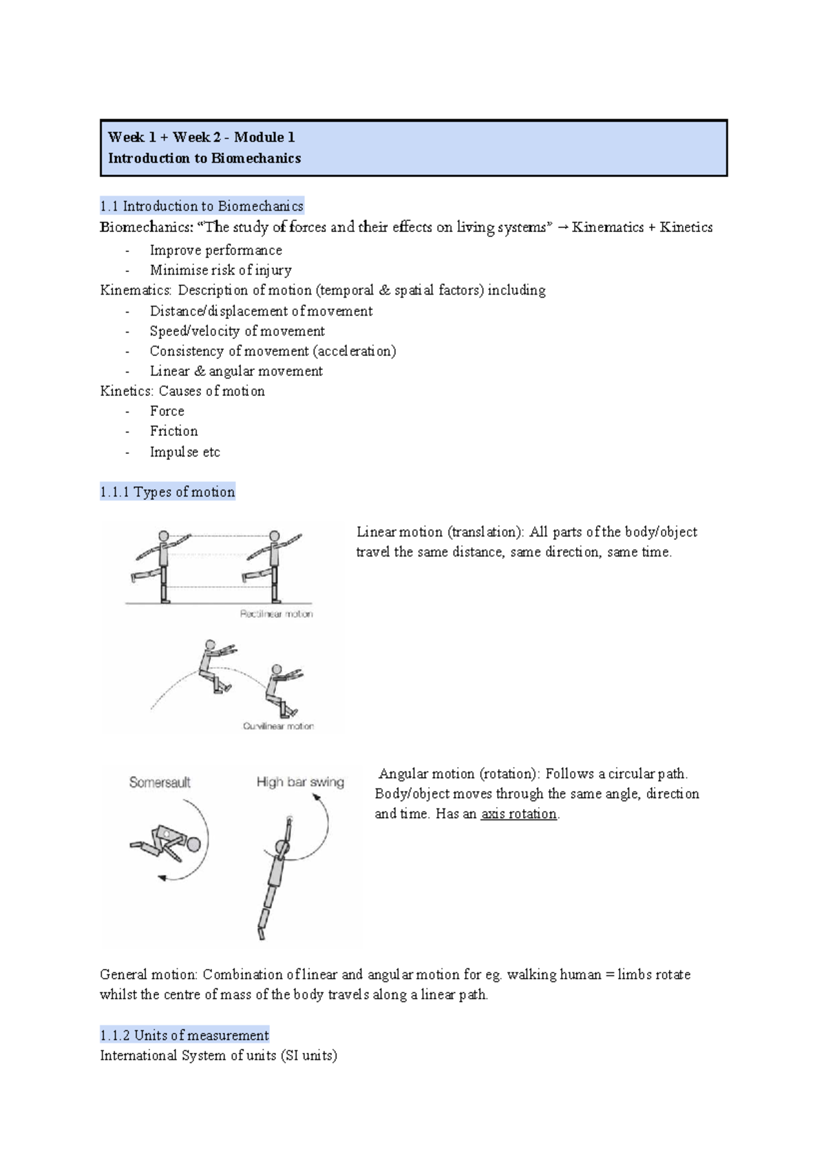 92512 Biomechanics of Human Motion: Intro to Kinematics & Kinetics ...