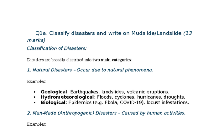 Classification of Disasters and Their Impact: Paper 2 Comp - Sample ...