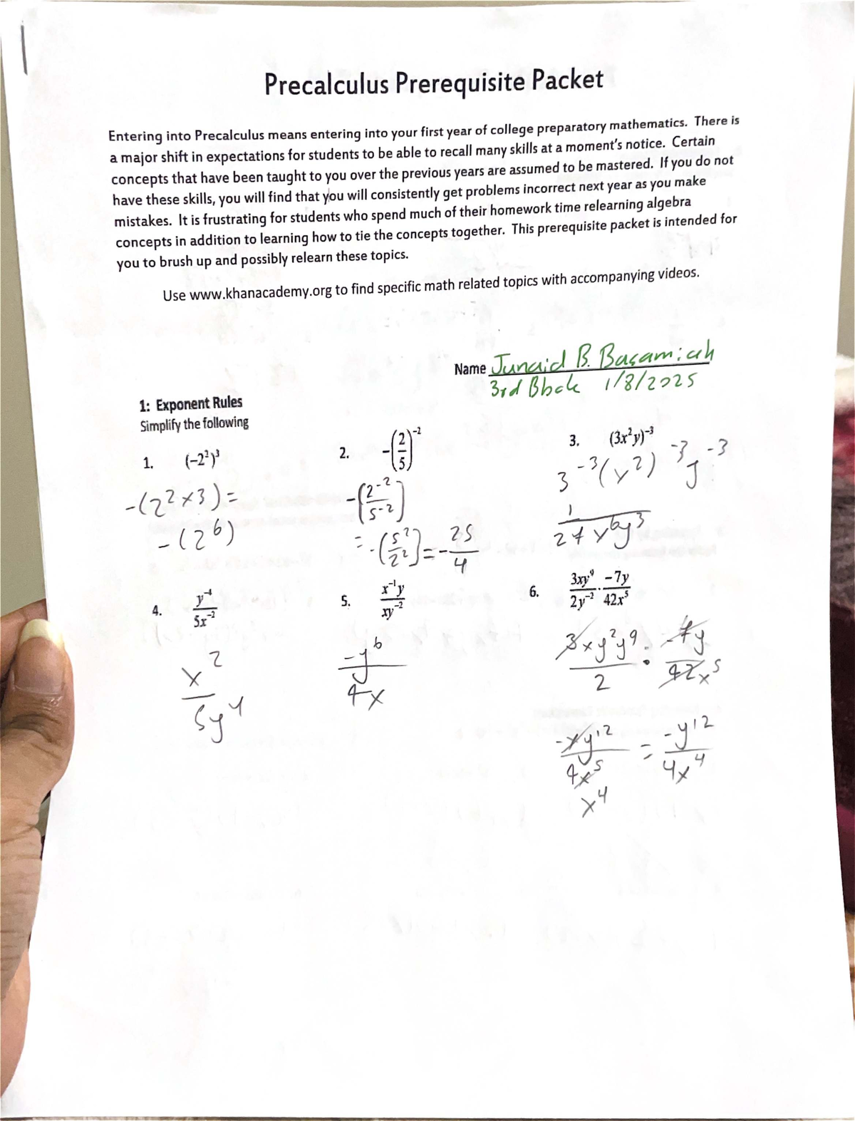Precalculus Prerequisite Packet: Essential Skills Review - Studocu