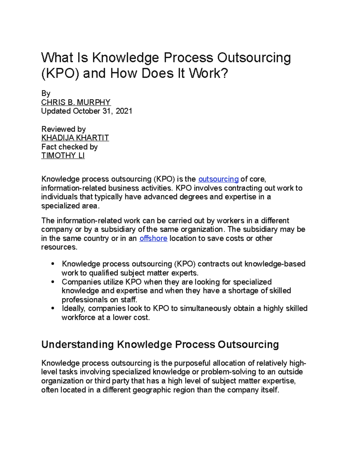 Understanding Knowledge Process Outsourcing (KPO) and Its Benefits ...