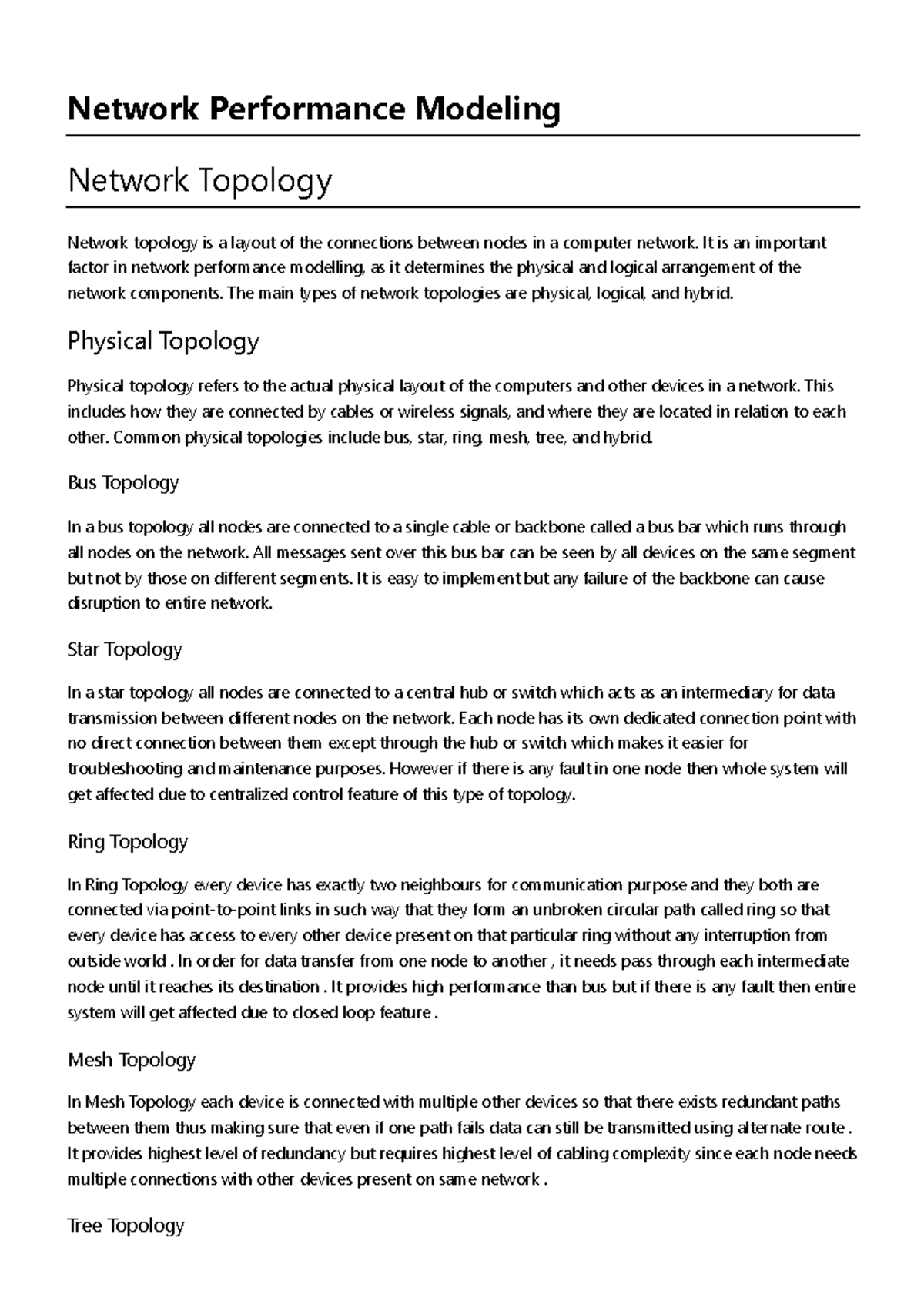 Network Performance Modeling In Computer Network Concepts Network