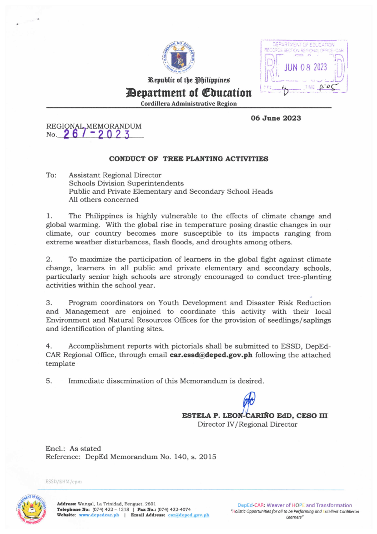 Rm 267 - Regional Memo on Tree Planting Activities - Studocu