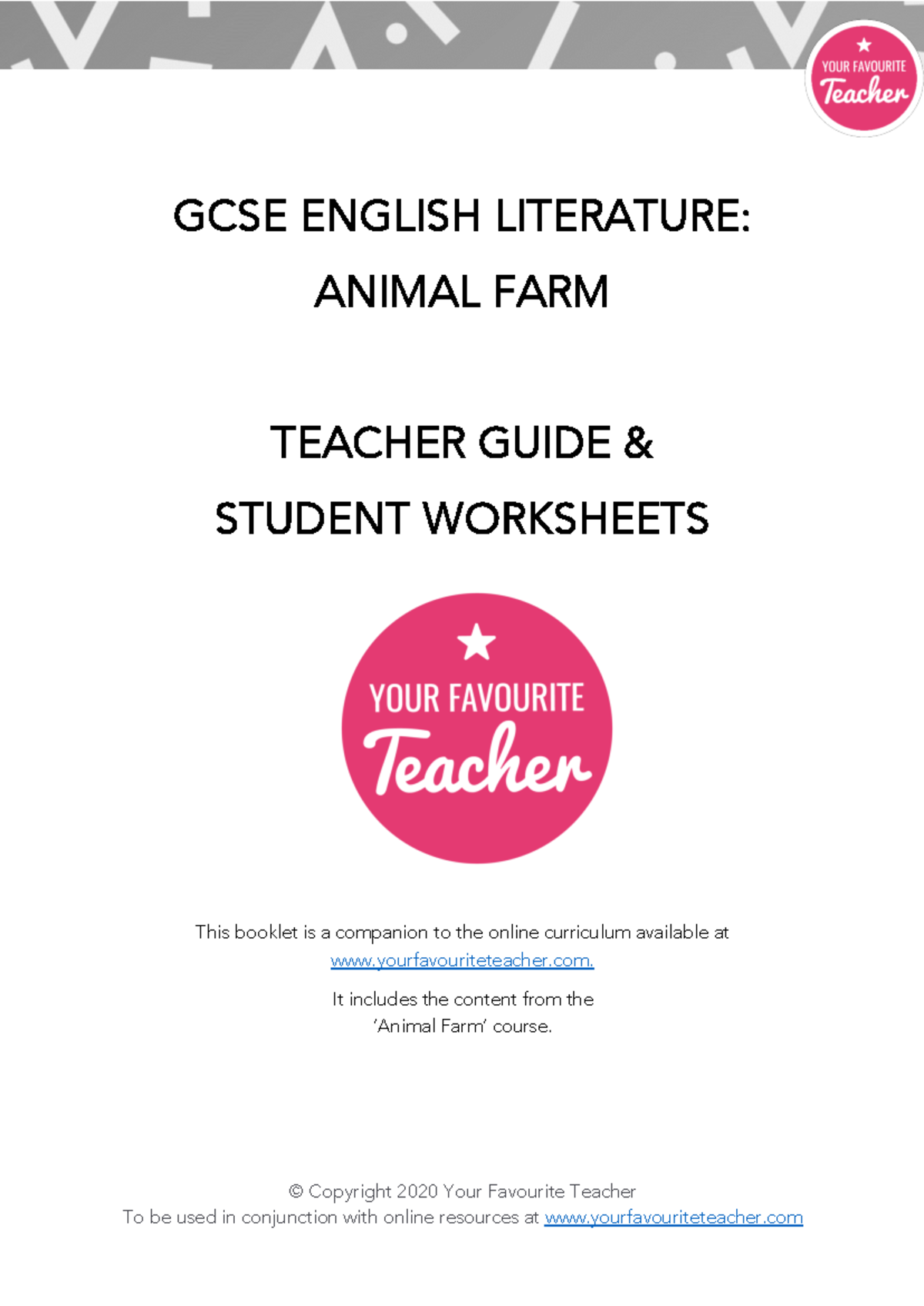 Animal FARM Teacher AND Student Guide - © Copyright 2020 Your Favourite ...