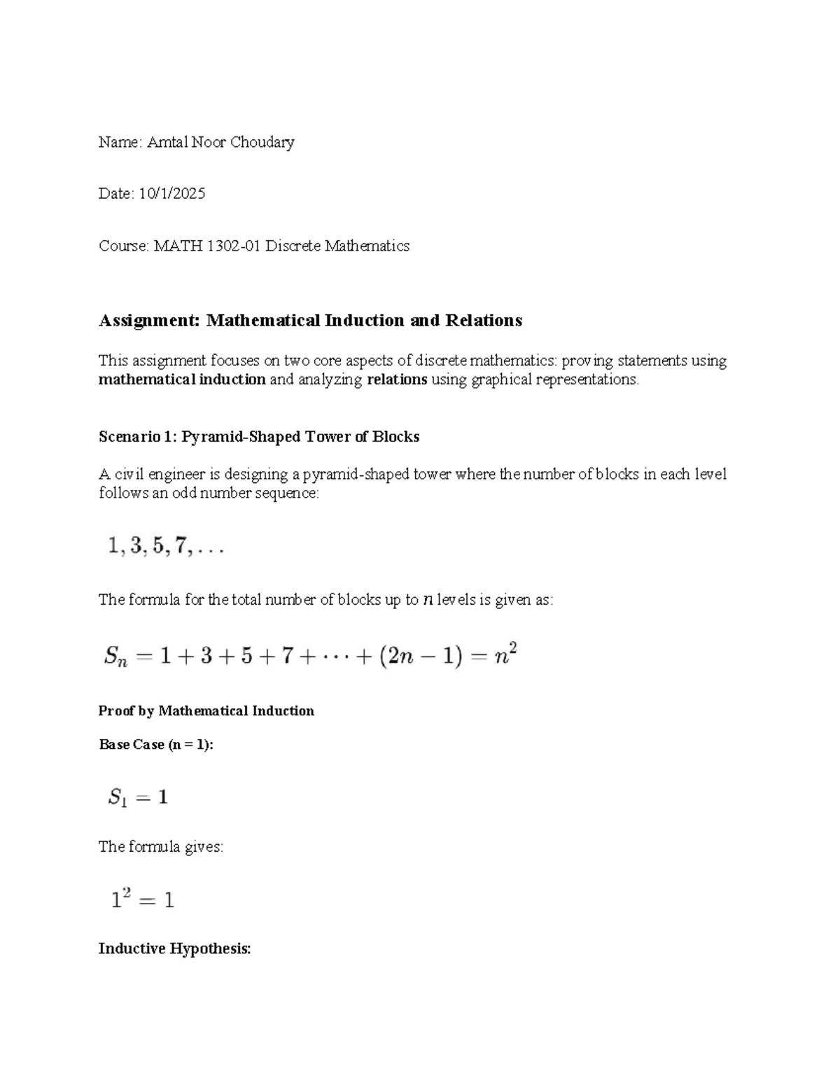 MATH Discrete Mathematics Assignment: Induction & Relations Analysis ...