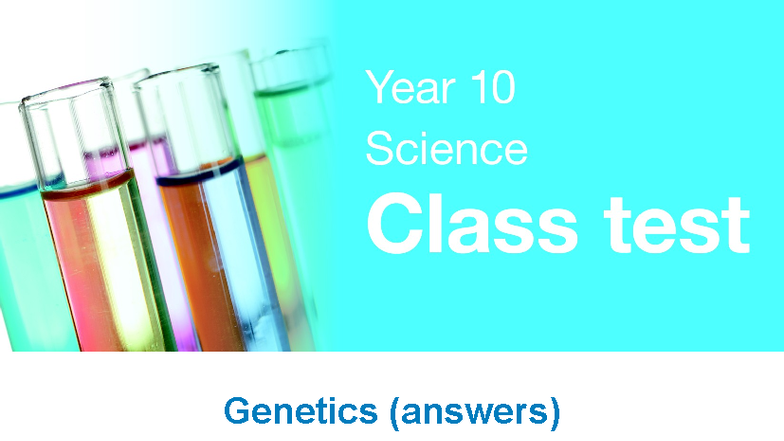 Genetics (SCI101) Test: MCQs & Short/Extended Responses, 50 Marks - Studocu