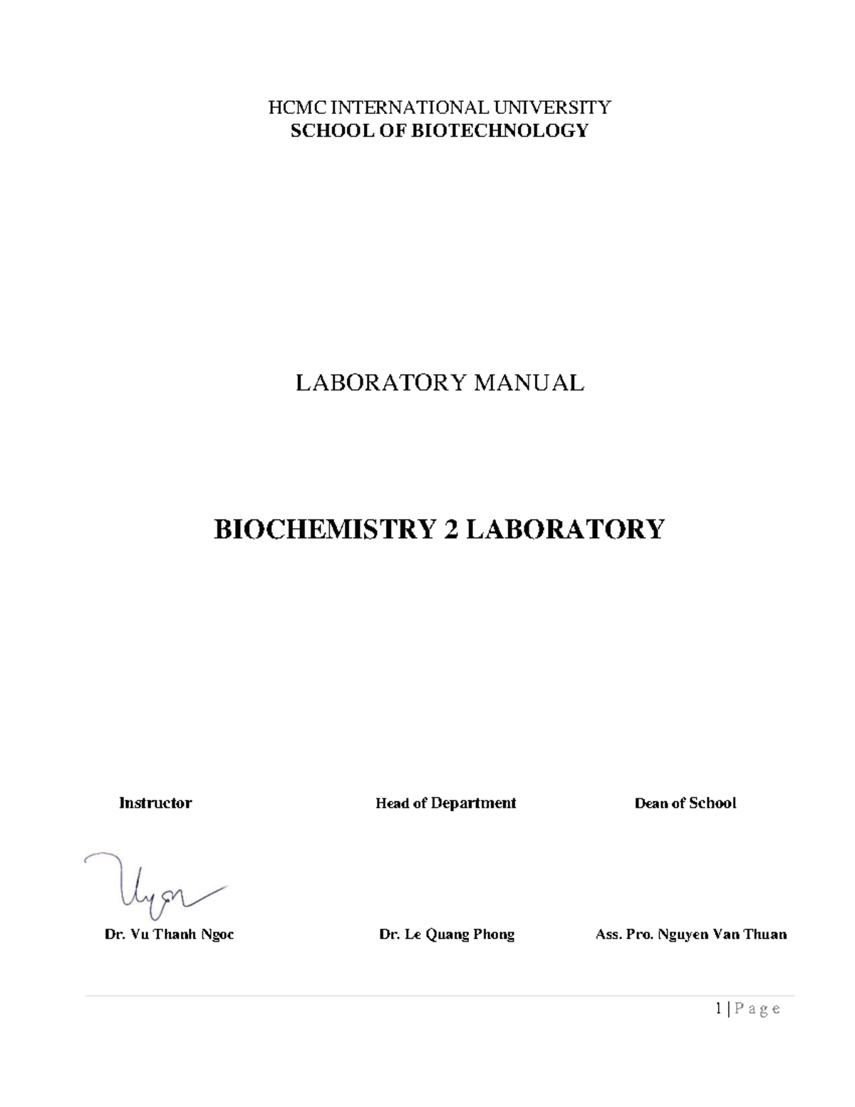 Biochemistry 2 Lab Manual: HCMC International University - Studocu
