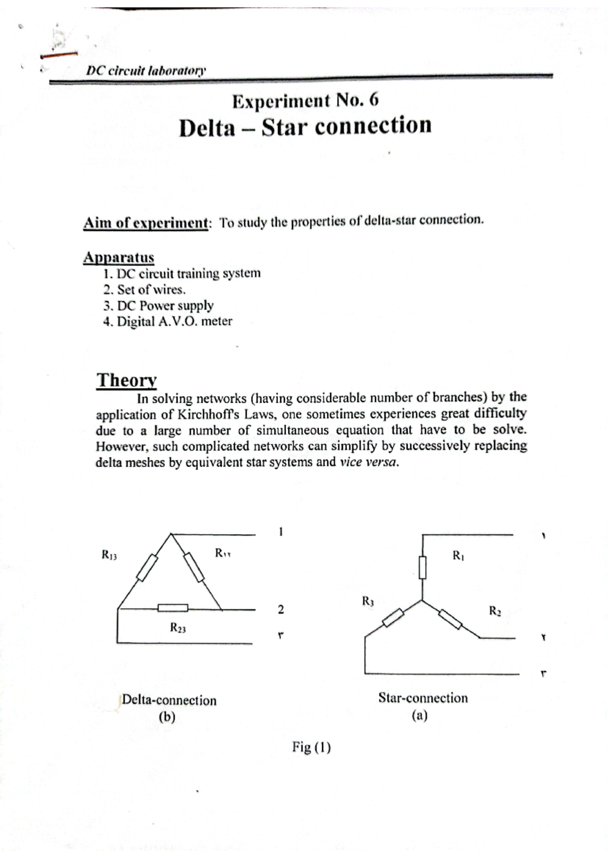 Laboratory Report: Star-Delta Connection Experiment Analysis - Studocu