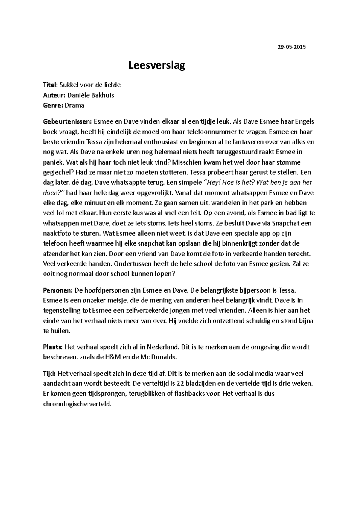 Leesverslag over 'Sukkel voor de liefde' - Drama van Daniële Bakhuis ...