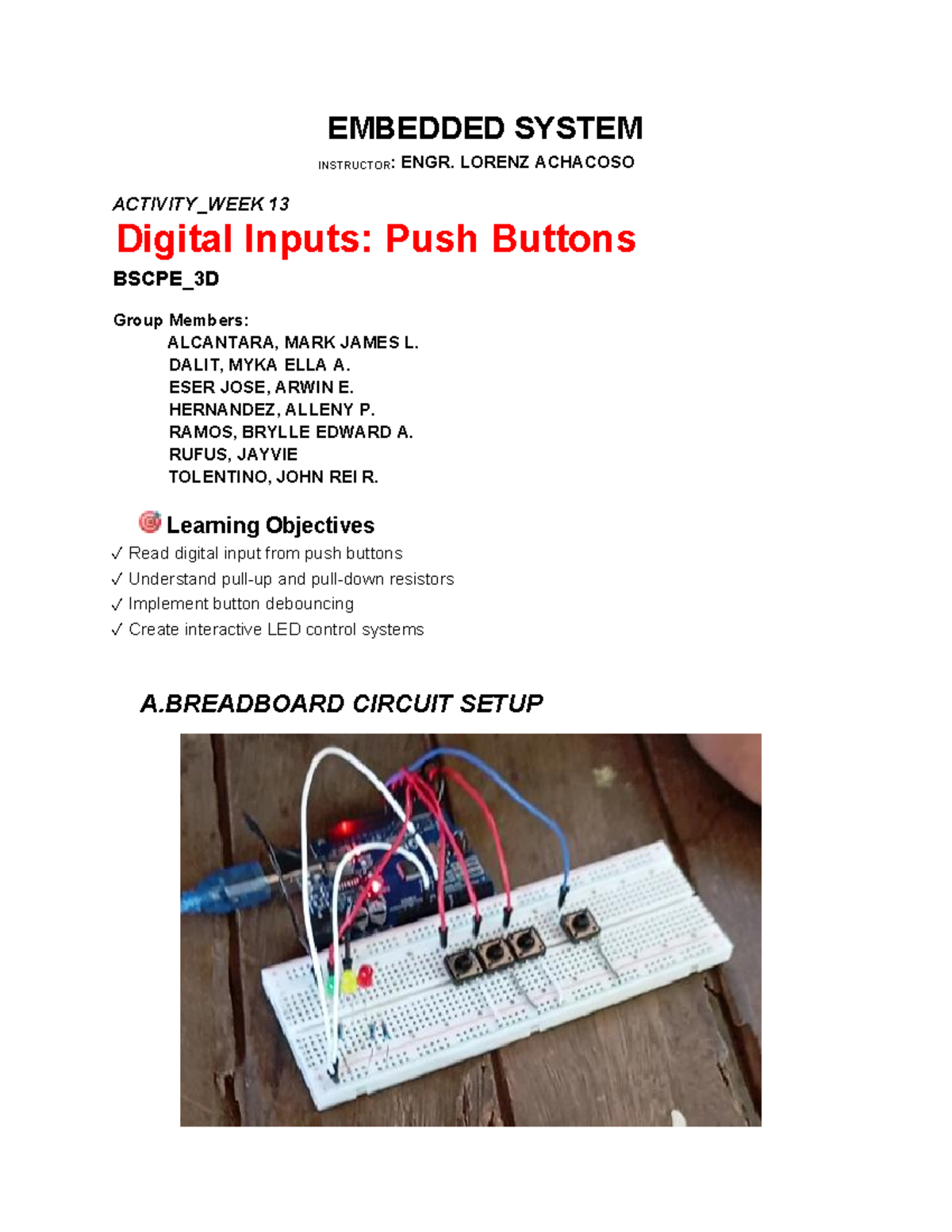 BSCPE_3D Activity Week 13: Digital Inputs & LED Control Systems - Studocu