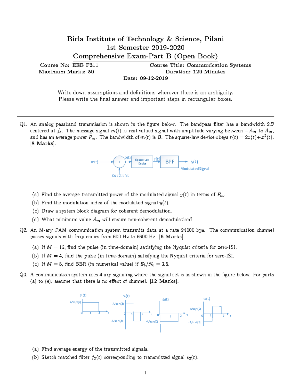 Comprehensive Exam19-20 Part B - Birla Institute of Technology & Science, Pilani 1st Semester ...
