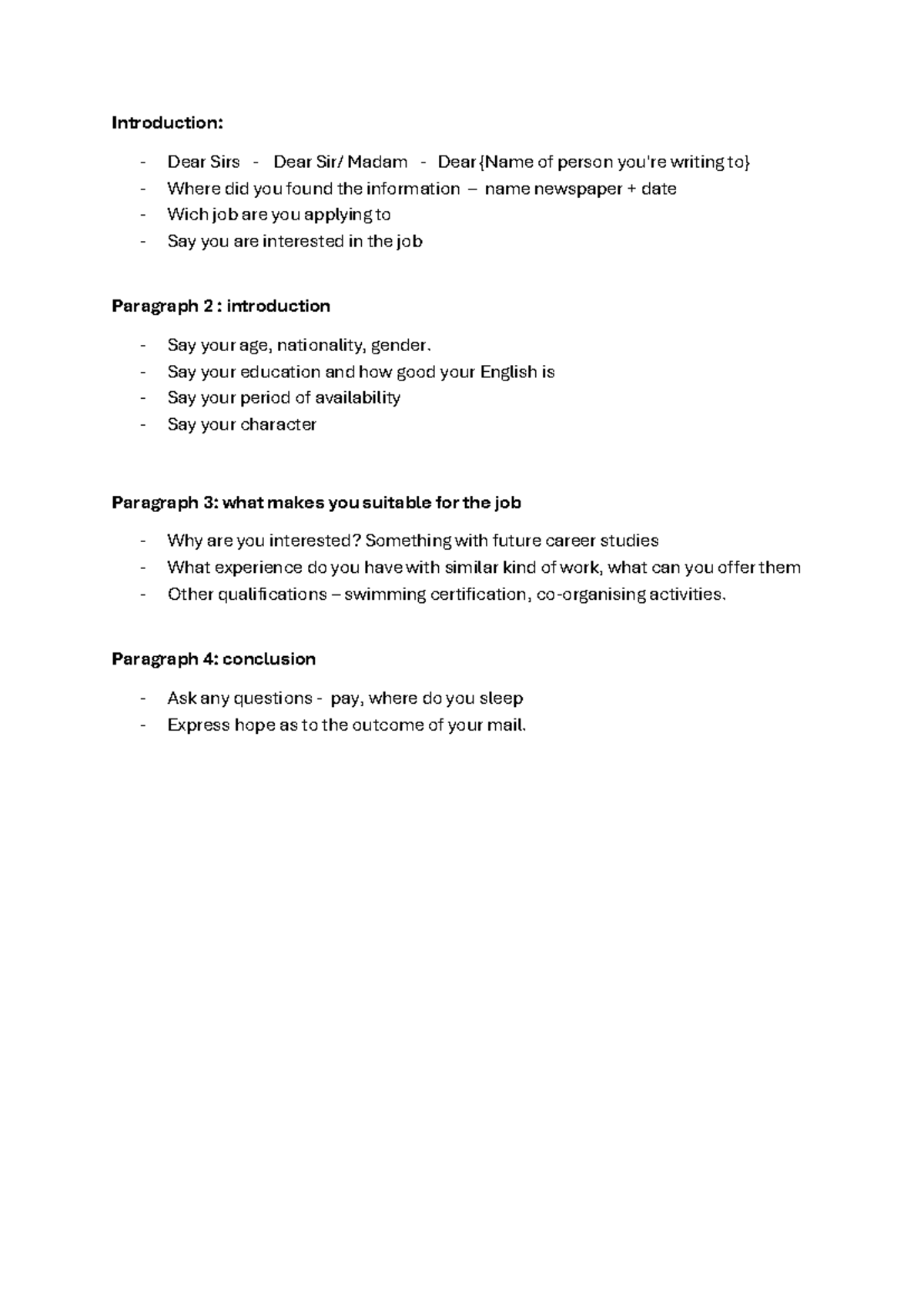 Engels Email Writing Guidance for Job Applications - Studeersnel