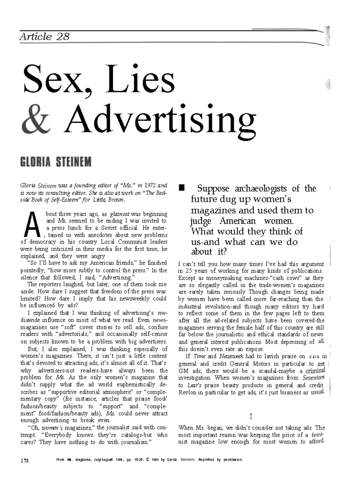 Sex, Lies, and the Impact of Advertising on Women's Magazines - Studocu