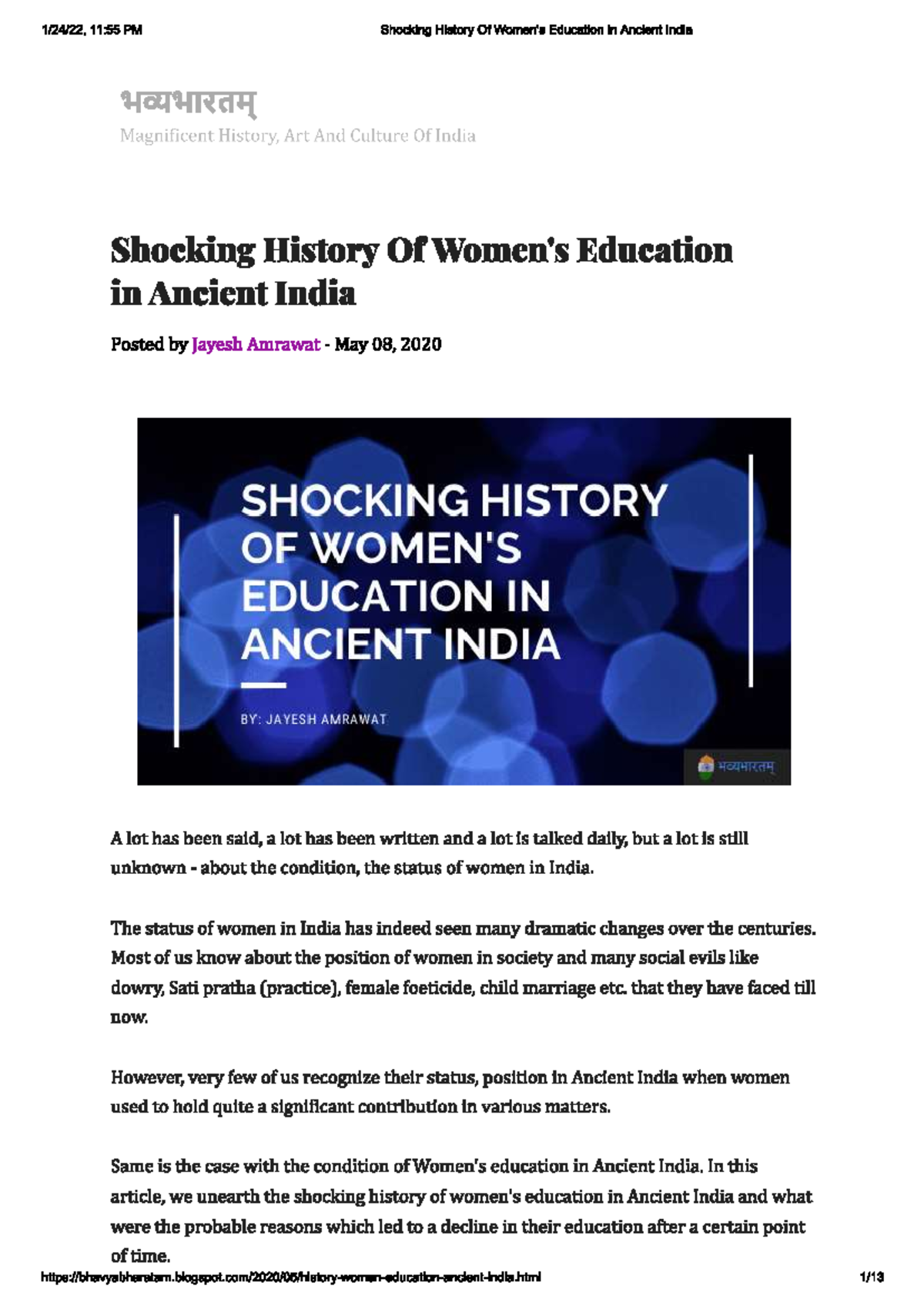 Women's education in ancient india - BA LLB (HONS.) - Studocu