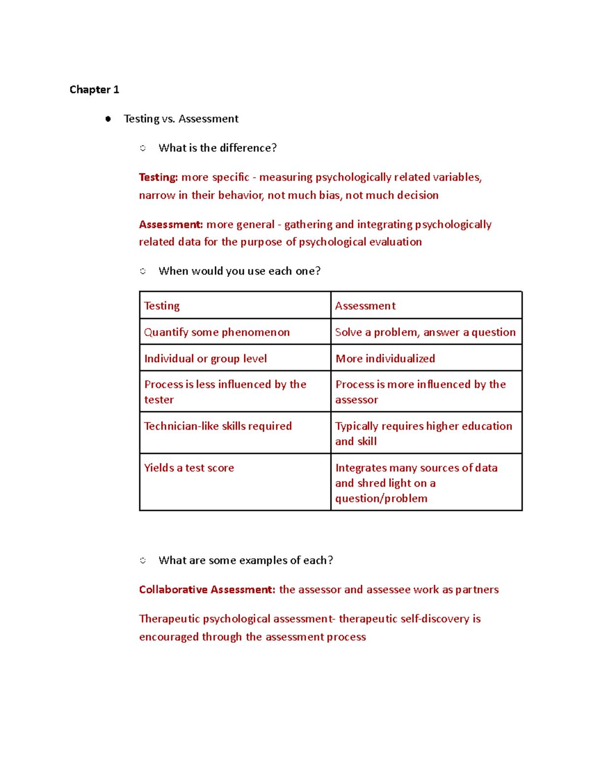 385 EXAM 1 Review Guide: Testing vs. Assessment Insights - Studocu