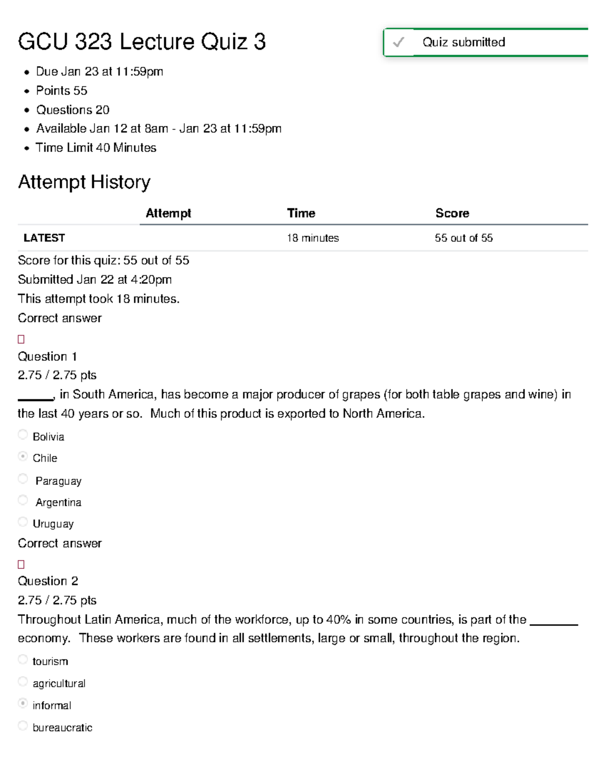 GCU 323 Lecture Quiz 3 - Spring 2026 Submission Details - Studocu