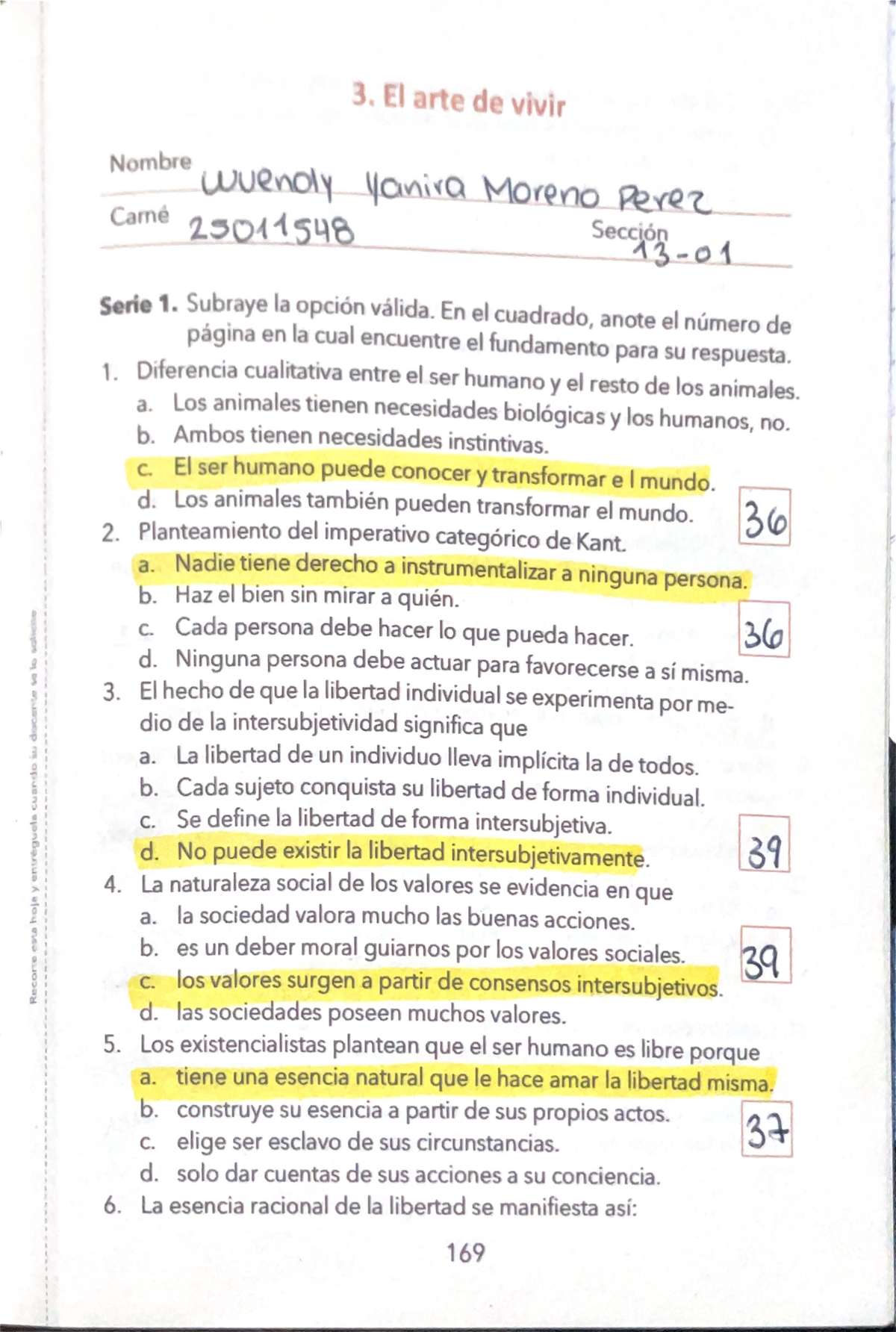 Evaluación 3: El Arte de Vivir - Respuestas y Fundamentos (CAME ...
